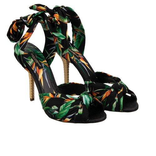 DOLCE & GABBANA Tropical Flower Silk Lace Sandals Heels Pumps KEIRA ...