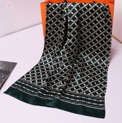 100% Silk men Scarf satin neckerchief Wrap plaid dark green MY113-19 | eBay