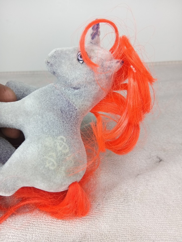 VTG My Little Pony 1986 G1 So Soft Pretzel Twist Unicorn Flocked Purple ...