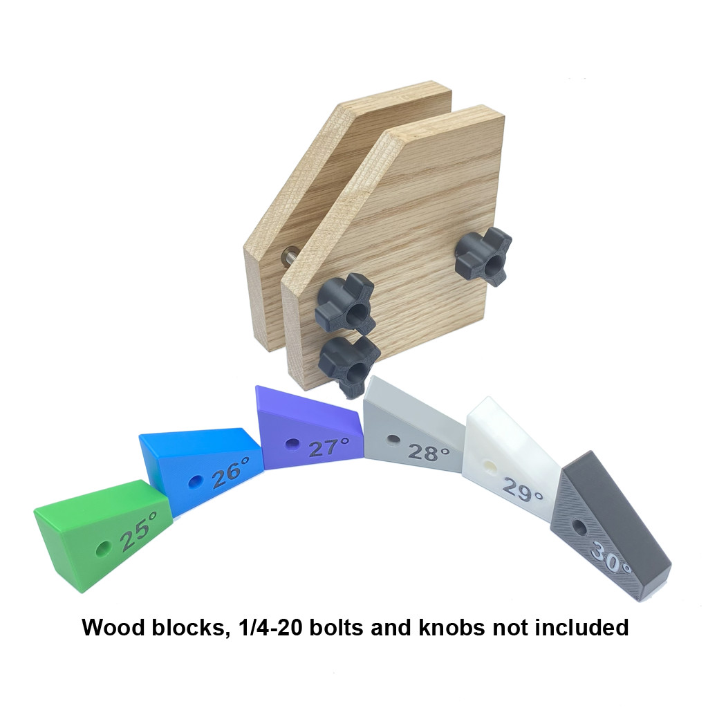 Stanley Plane Tote Drilling Jig Kit with Angle Blocks from 25 to 30°