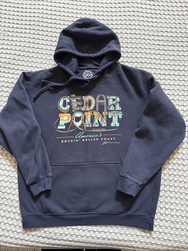 Cedar Point Hoodie GV Art Men’s Large Blue Americas Rockin Roller Coast ...