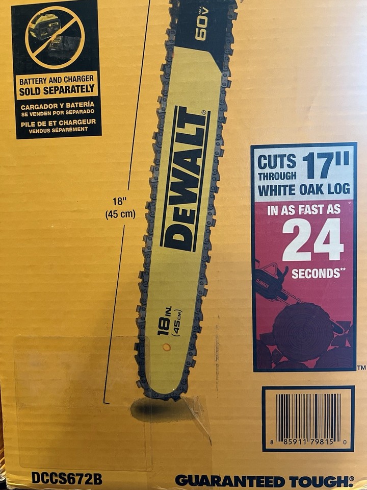DeWALT FlexVolt 60V MAX 18in Brushless Chainsaw DCCS672B Tool Only ...