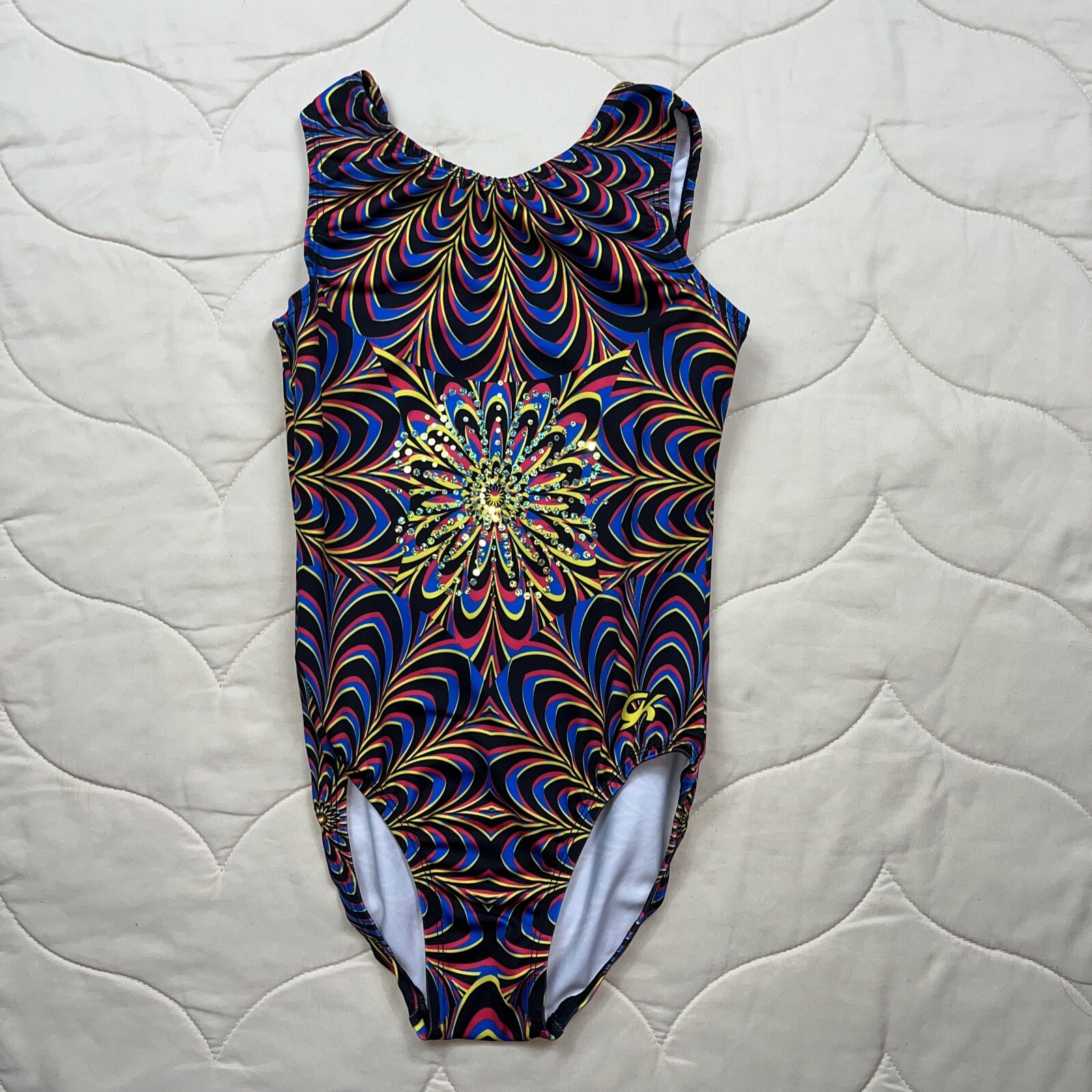 GK Elite Gymnastics Dance Leotard Groovy Colorful Foi… - Gem
