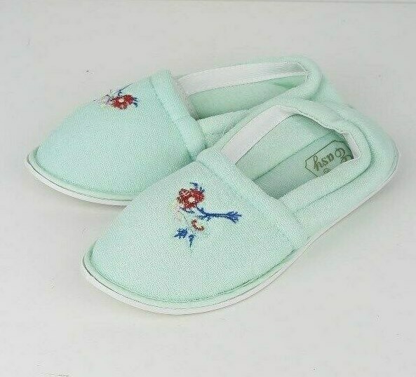 Women's Comfy Cotton Terry House Slippers Shoes Solid Embroidered Sizes ...