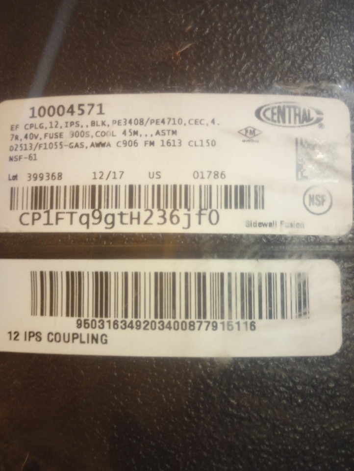 12" IPS HDPE Electrofusion Pipe Coupling PE3408/PE4710 | eBay