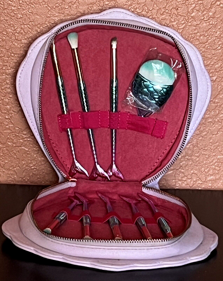 Makeup Brushes Storage Pink Clam Shell Mermaid Tail Brushes | eBay