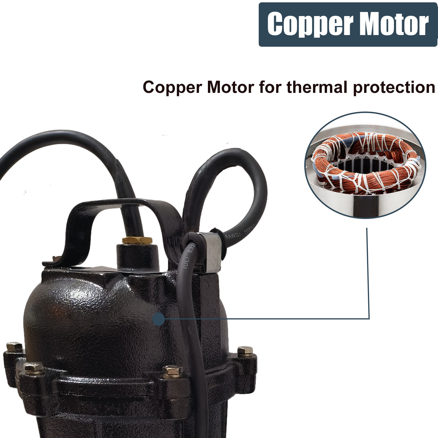 2HP Cast Iron Sewage Submersibl Pump 6498GPH w/26ft Cord Float Switch ...