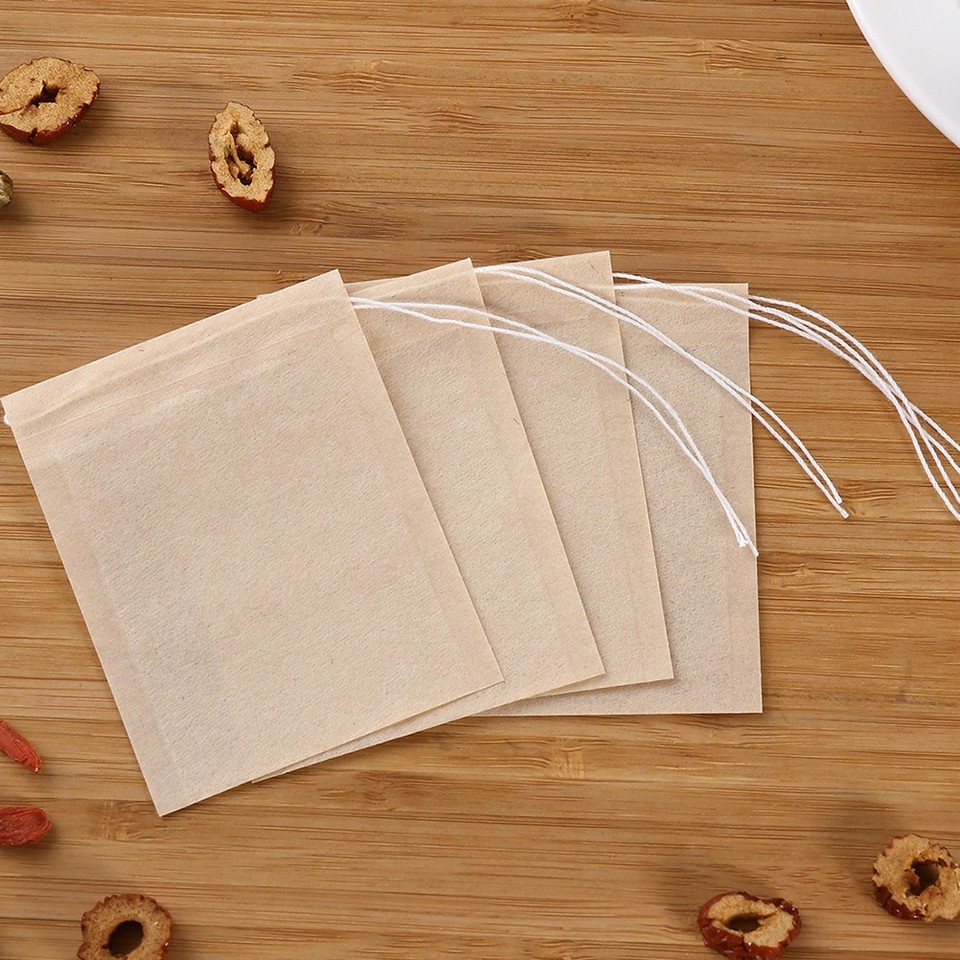 200 pcs Tea Filter Bags Drawstring Tea Bag Paper 7cm* 9cm Empty Filter ...