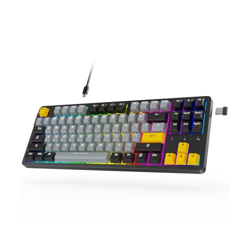 ARZOPA Wireless Mechanical Gaming Keyboard, 87 Keys RGB Backlit Gas ...