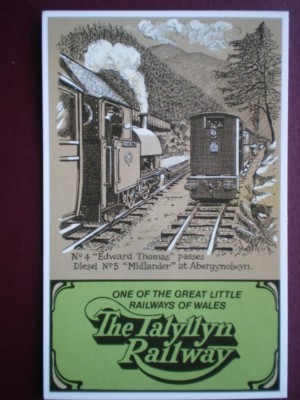 POSTCARD THE TALYLLYN RAILWAY - LOCO NO 4 EDWARD THOMAS & DIESEL NO 5 ...