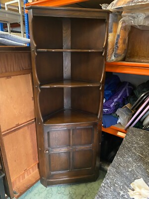Vintage Ercol Windsor Corner Unit Display Cabinet Blue Label Dark ...