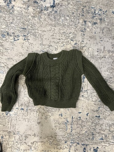VIGOSS Crop Crew Neck Olive Green Sweater Womens Size Large | eBay