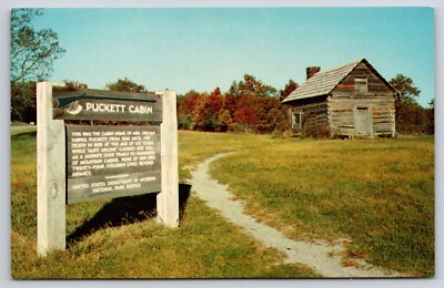 Orlean Puckett Cabin Blue Ridge Parkway VA Postcard Scenic View Pioneer ...