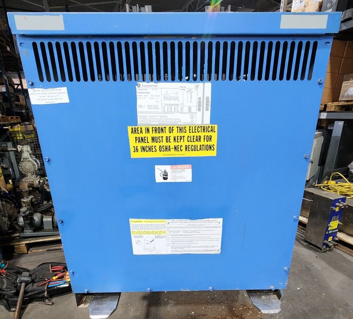 😎 GE 45 KVA DRY TYPE TRANSFORMER 480 HV 208/120 LV 3 PHASE TYPE 1 ...