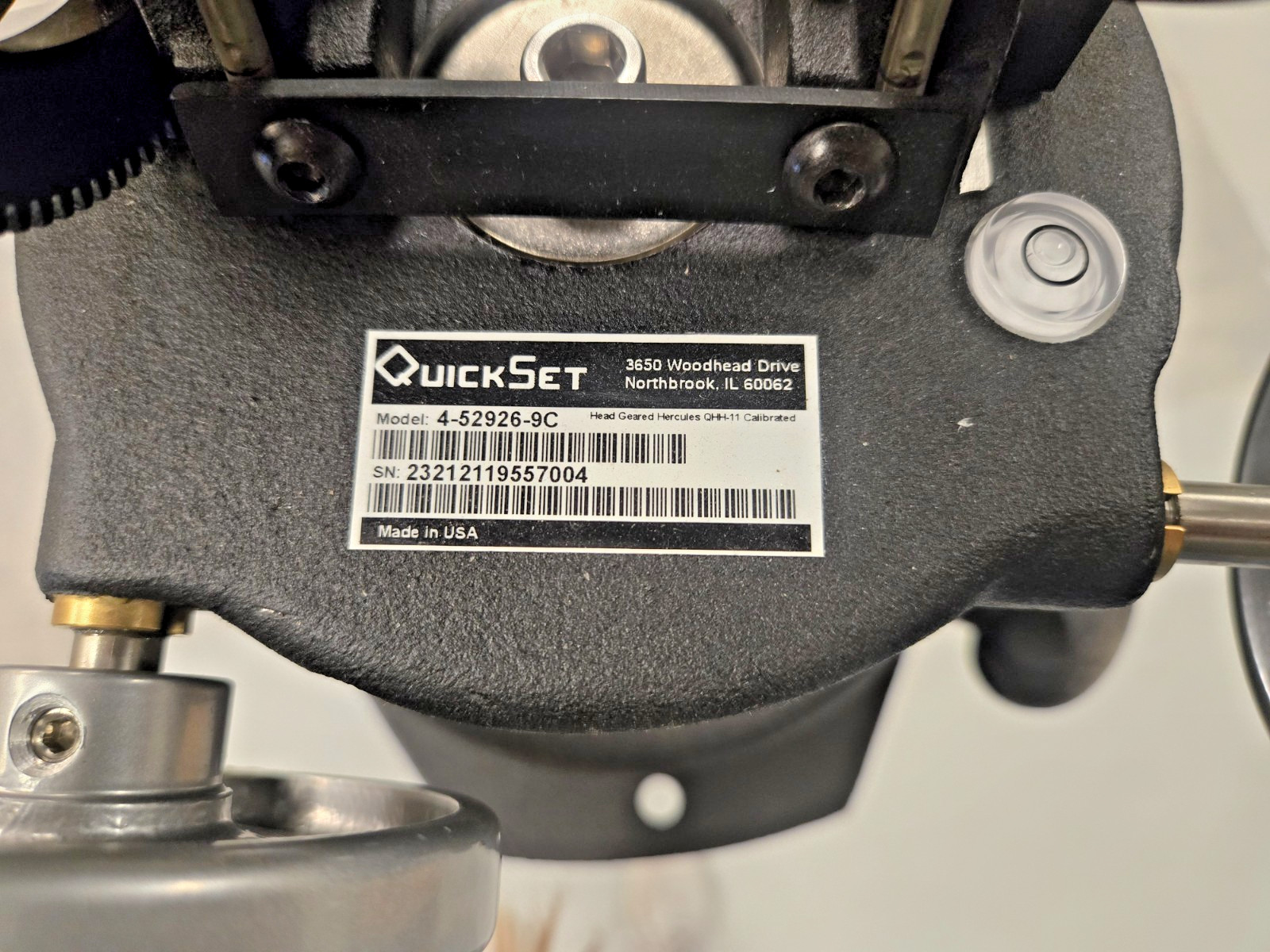 QuickSet MOOG 4-52926-9C Hercules Geared Head Calibrated QHH-11