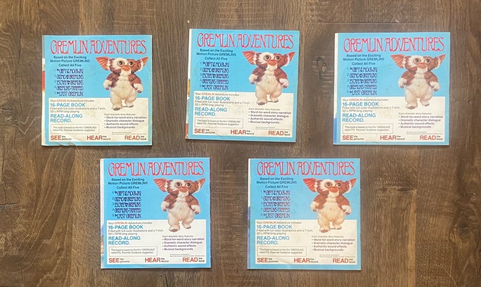 Complete Vintage 1984 Gremlins Read Along Vinyl 45s Record Book Set 1 ...