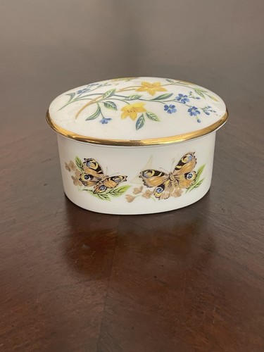 Caverswall Fine Bone China Lidded Trinket Ring Box Floral & Butterflies ...