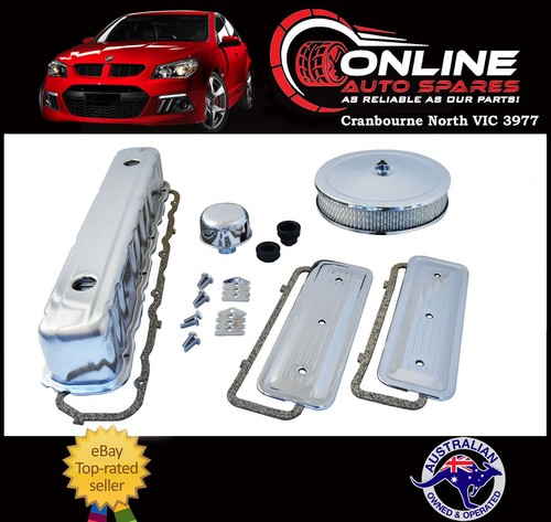 Chrome Rocker Cover+Air Cleaner+Plates+Breather Kit Holden 6Cyl 161 179 ...