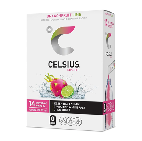 1 Box = 14 Drinks CELSIUS Singles Water Mix DRAGONFRUIT LIME ENERGY ...