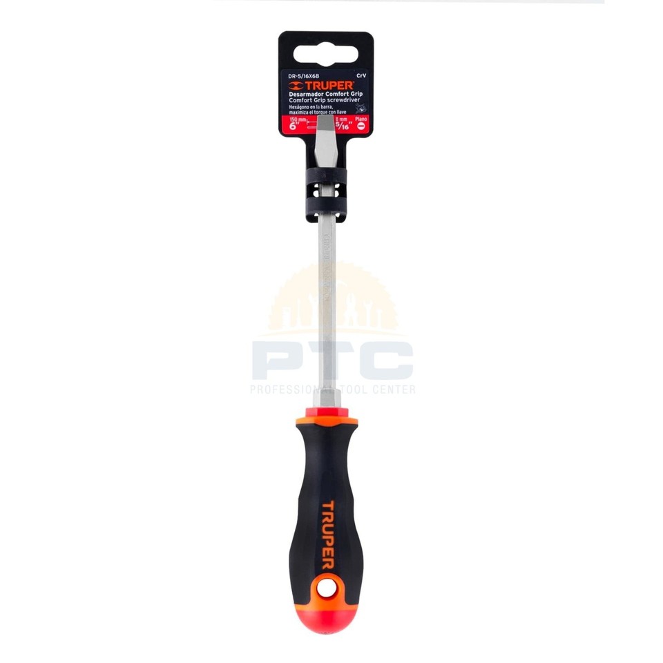 Truper DR-5/16X6B Flathead screwdriver 5/16" x 6" Comfort Grip handle ...