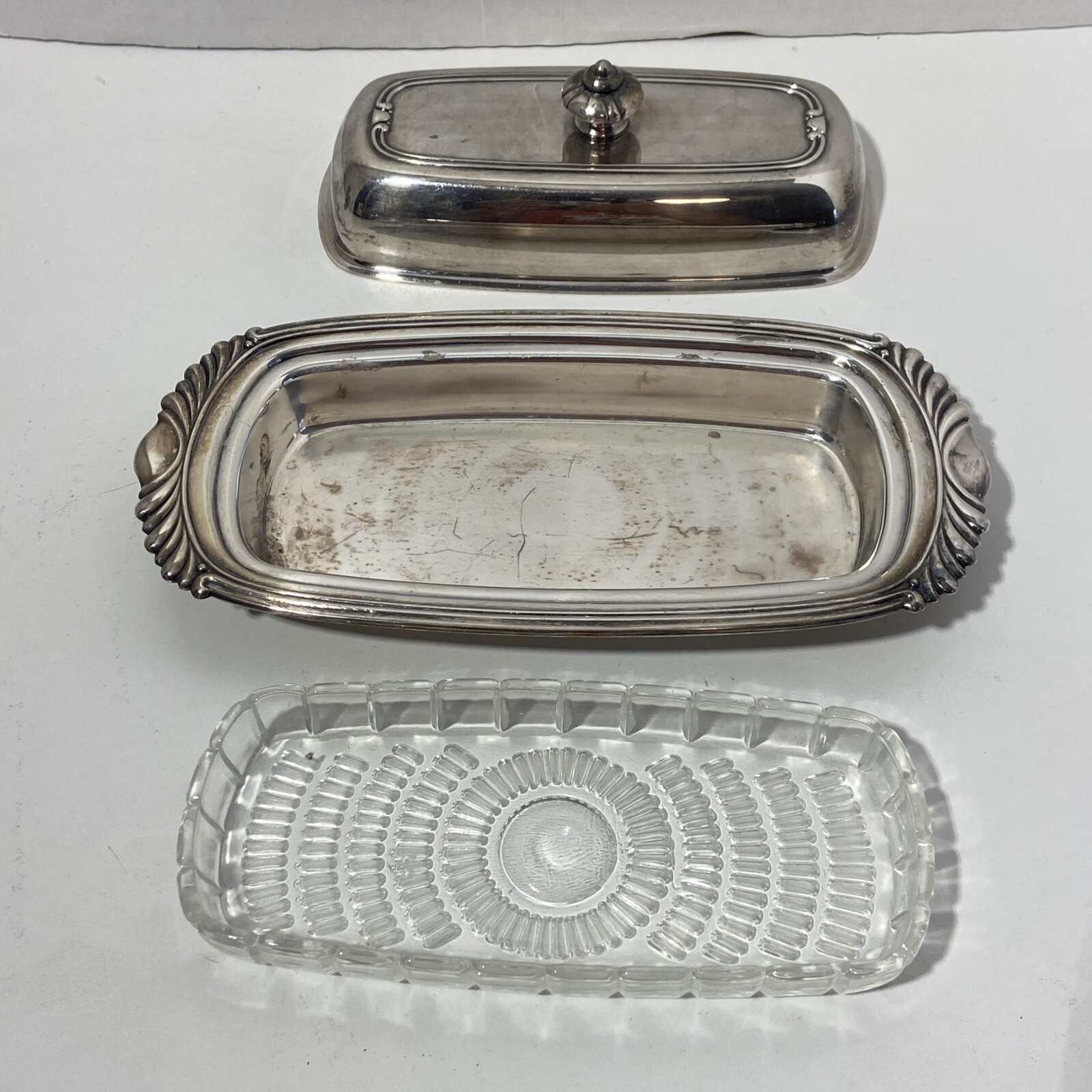 Oneida LTD Silver Plated, Butter Dish Vintage With Etched Glass Insert ...