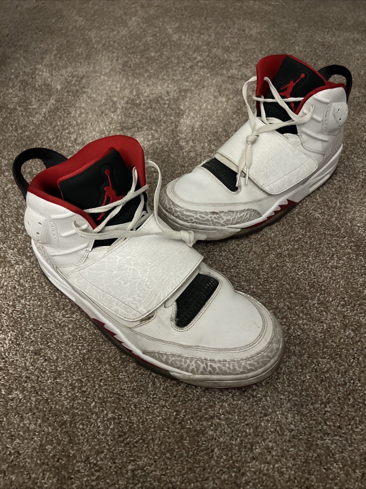 Jordan Mens Son Of Mars 512245-112 Red White Mid Top Sneaker Shoes Size ...