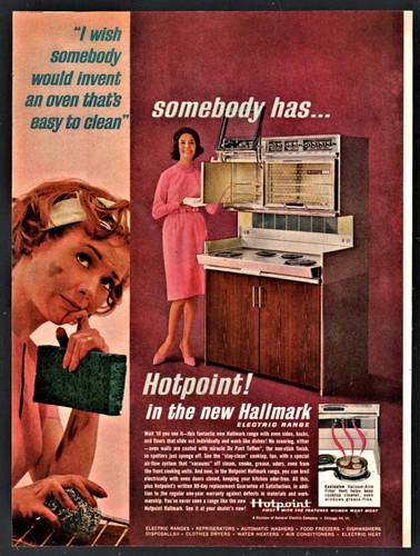 1963 HOTPOINT Hallmark Copper Electric Range PRINT AD Vintage Kitchen ...