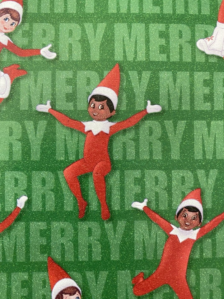 ELF ON A SHELF Elves Christmas Wrapping Paper 50 sq ft Large | eBay