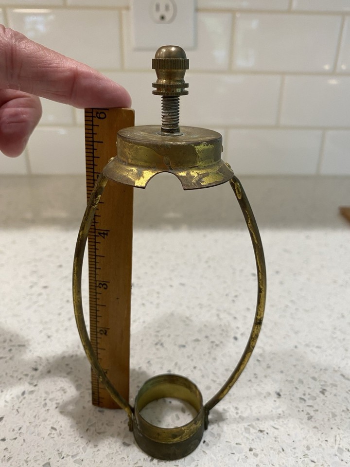 Unusual Antique Brass Socket Mount Threaded Small Lamp Harp Pat. D 12 ...
