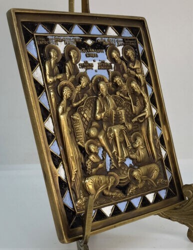 Russian Bronze Orthodox enameled icon Sedmitsa(The Week), 19 cent., 436 ...