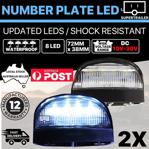 2x 8 LED License NUMBER PLATE LIGHT TRUCK TRAILER VAN UTE CARAVAN 10 ...