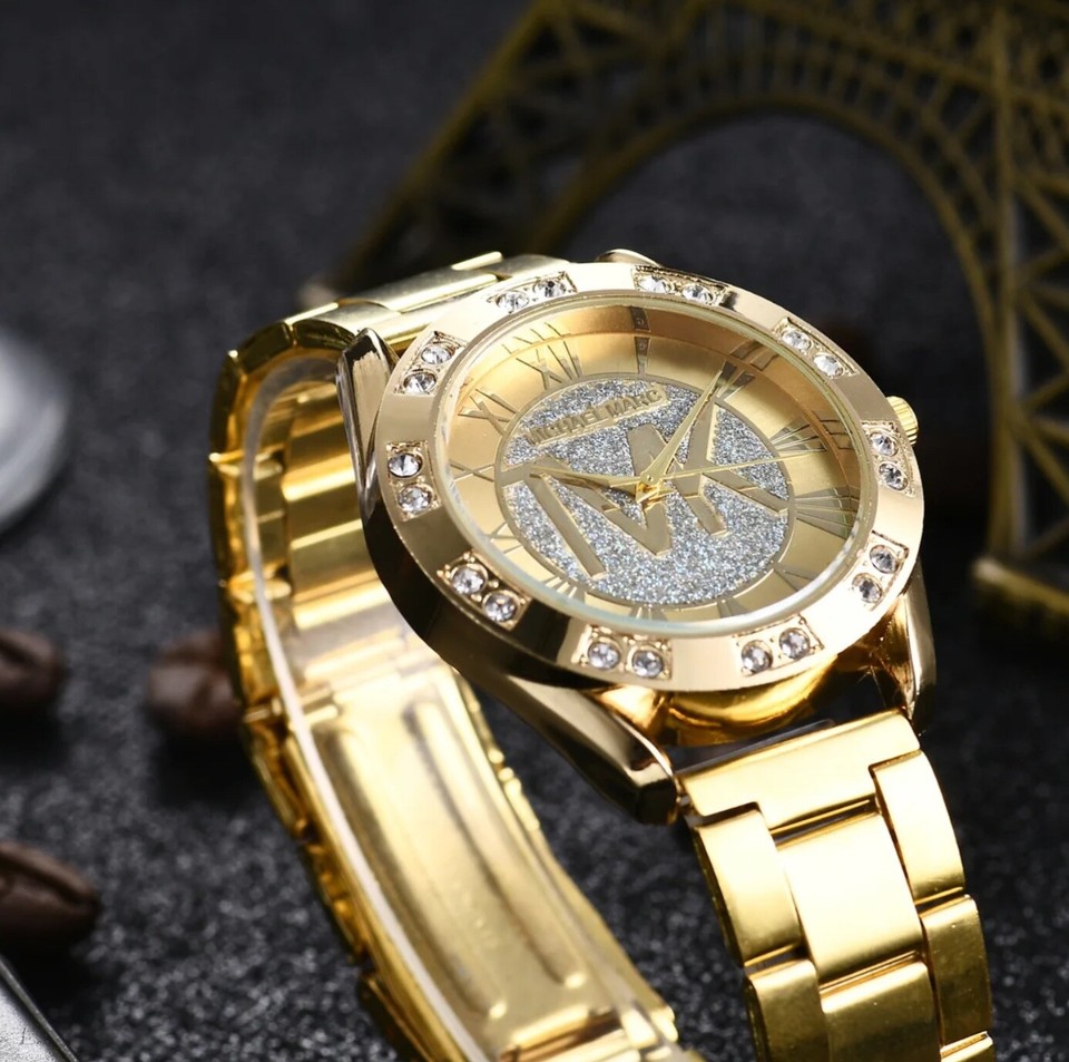 Luxury TOP TVK Women Watch Golden Stainless Steel Diamond Water ...