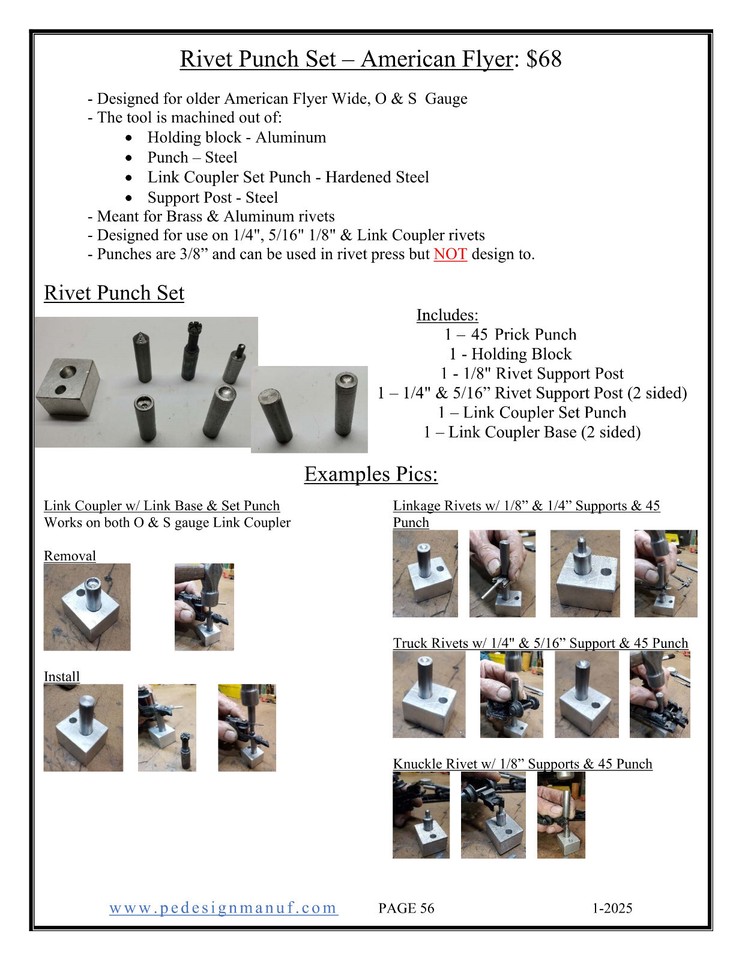 PE Design - Rivet Punch Set - American Flyer | eBay