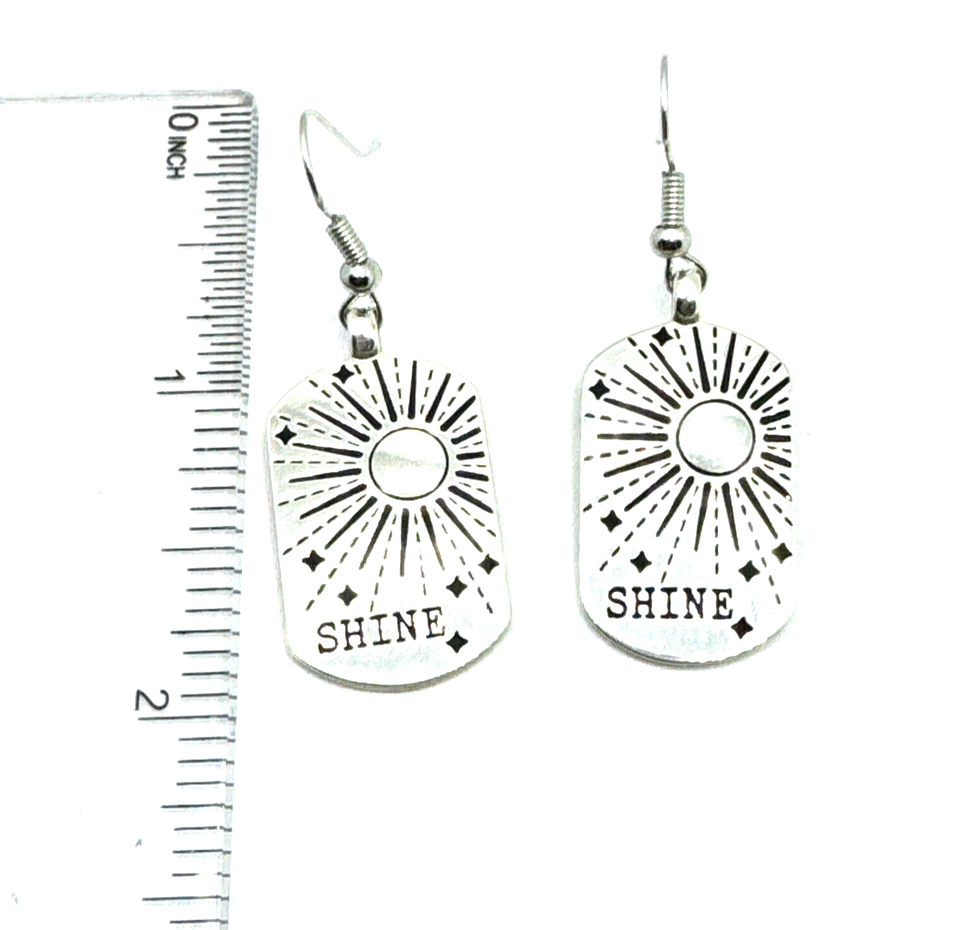 Brighton Emblem Shine Sunshine Sun Rectangle Silver Custom Earrings ...