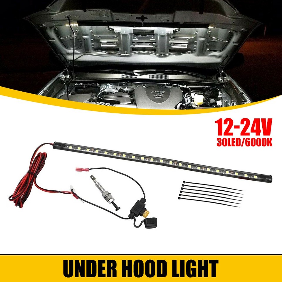 Under Hood LED Light Strip Kit Automatic On/off Universal 6000K White ...