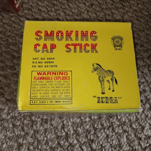 Firecracker/ Fireworks label - Vintage Zebra Smoking Cap Sticks Box D.O ...