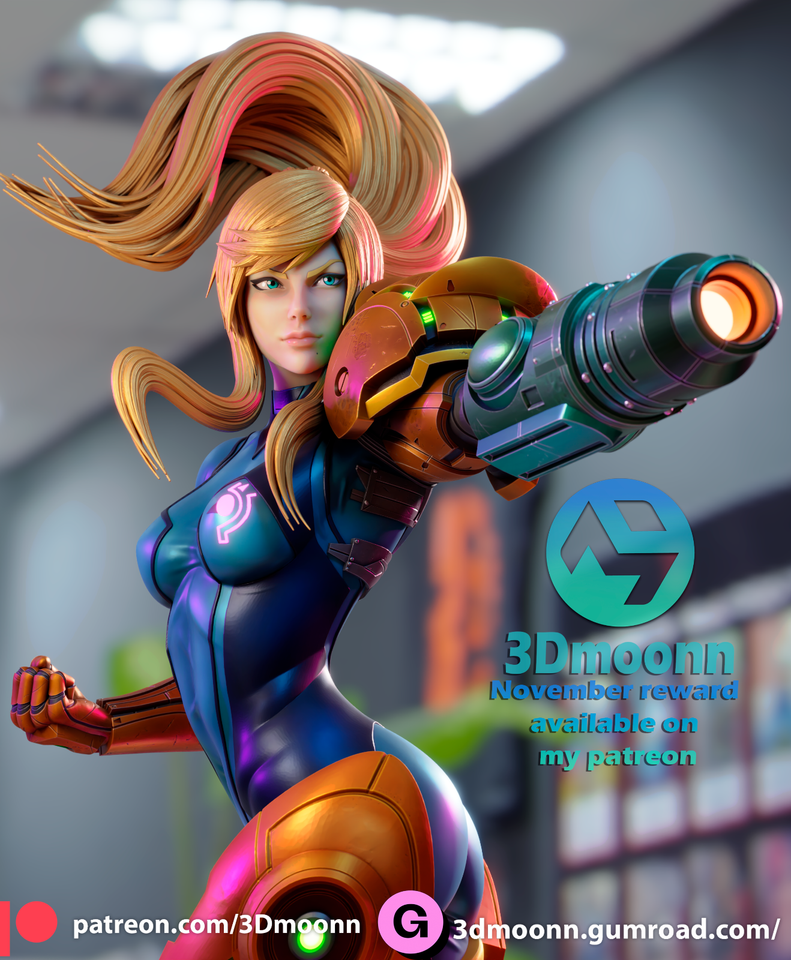 3D Printed 16K Metroid Prime - Samus Aran Fan Made Statue 1:6 Scale ...