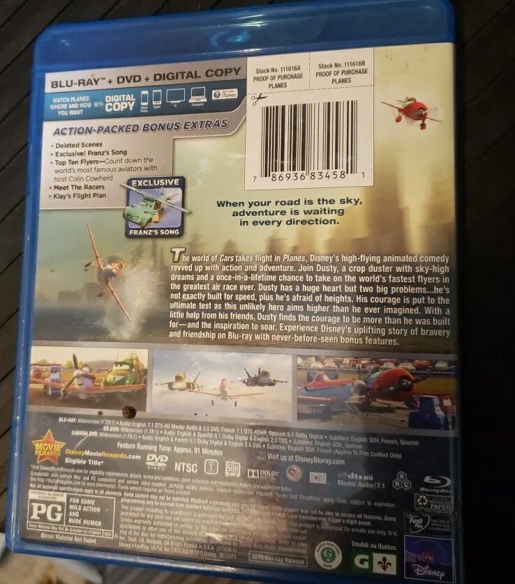 Disney's Planes (Blu-ray/DVD, 2013, 2-Disc Set) Disney No Digital Copy ...