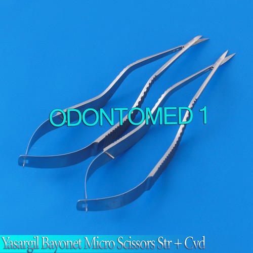 Two Pieces Yasargil Bayonet Micro Scissors 7.5" One Str, One Cvd | eBay