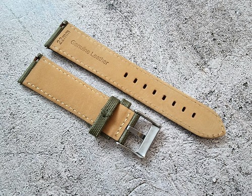 Premium Nylon Sailcloth Field Watch Strap 20mm 22mm Quick Khaki Green ...