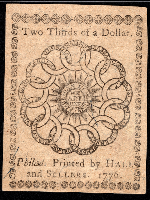 Continental Currency Fr#CC-22 February 17, 1776 $2/3 PMG 45 *Fugio Note ...