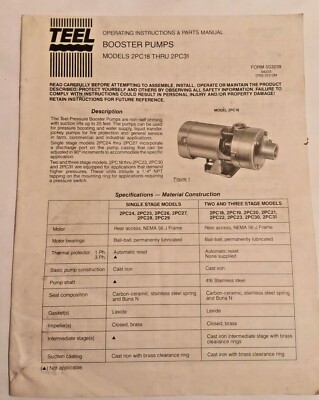 Teel Booster Pumps - Operation & Instruction Manual & Parts Manual ...
