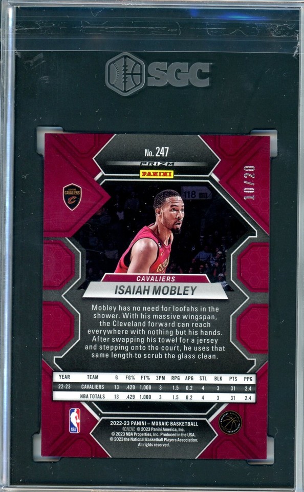 2022-23 Mosaic Isaiah Mobley Pink Fast Break /20 SGC 10 | eBay