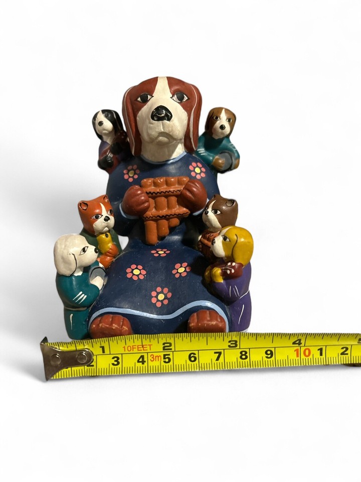Peruvian Peru Storyteller Dog 6 Pups Clay Pottery Figurine Folk Art W ...