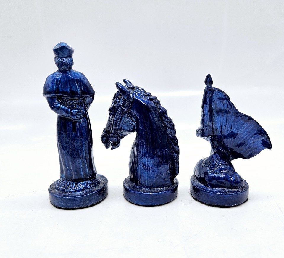 Michael Ricker Civil War Chess Set Blue 2000 Signed 16 Pieces South ...