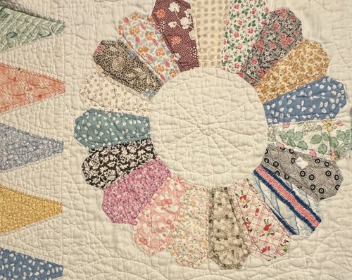 Vintage Cutter Quilt Piece Dresden Plate & Border 16” x 20” Feed Sack ...