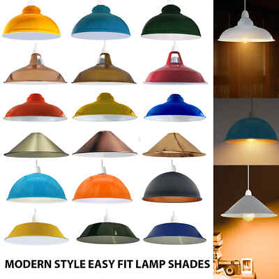 Retro Metal Lamp Shades Ceiling Light Shades Easy Fit Pendant Ligh ...