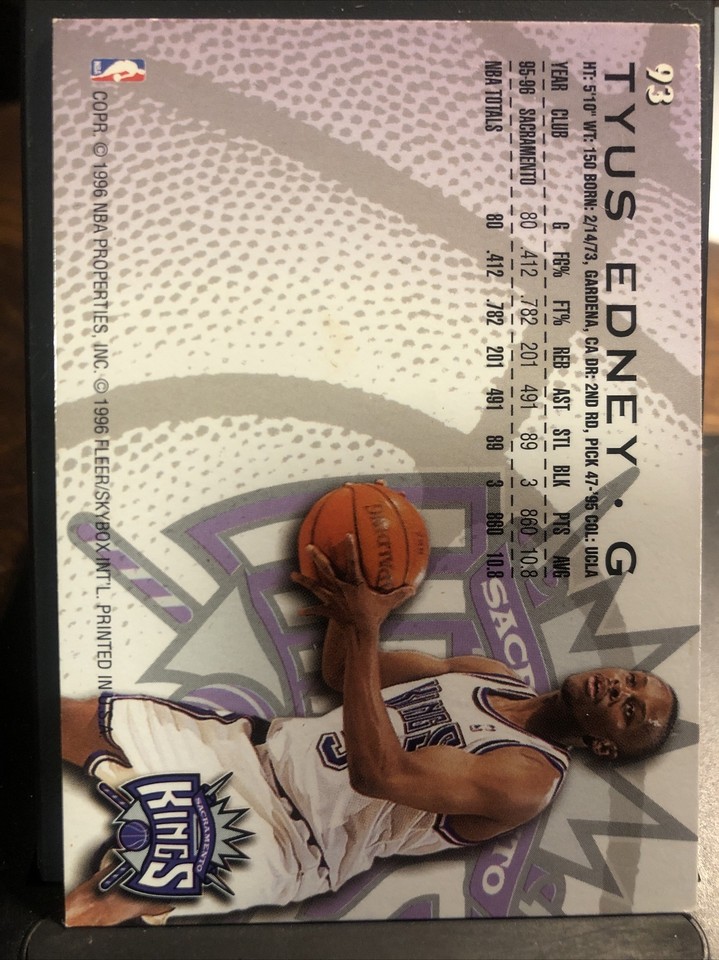 1996-97 Fleer Tyus Edney #93 SAC KINGS NBA *MX36* | eBay