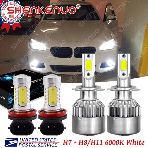 4x 6000K LED High/Low Beam Headlights Fog Light Bulbs For BMW F10 528i ...