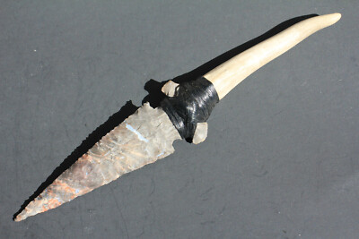 Ohio Flint Ridge Knife Blade Hafted on Deer Antler Handle w/ Imitation ...